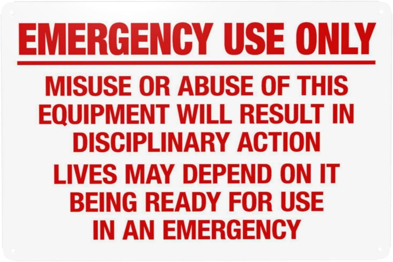 Emergency Use Only Misuse Or Abuse Of This Equipment Will Result In ...
