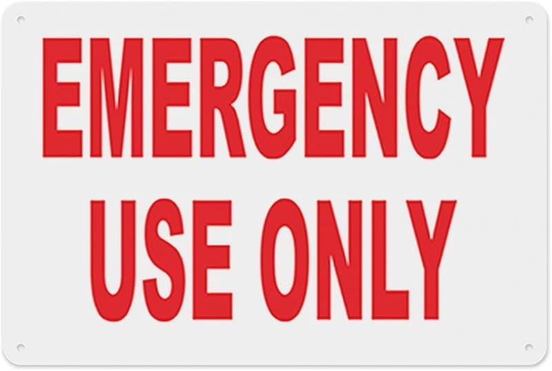 Emergency Use Only Sign Aluminum Tin Warning Signs for Home Outdoor ...
