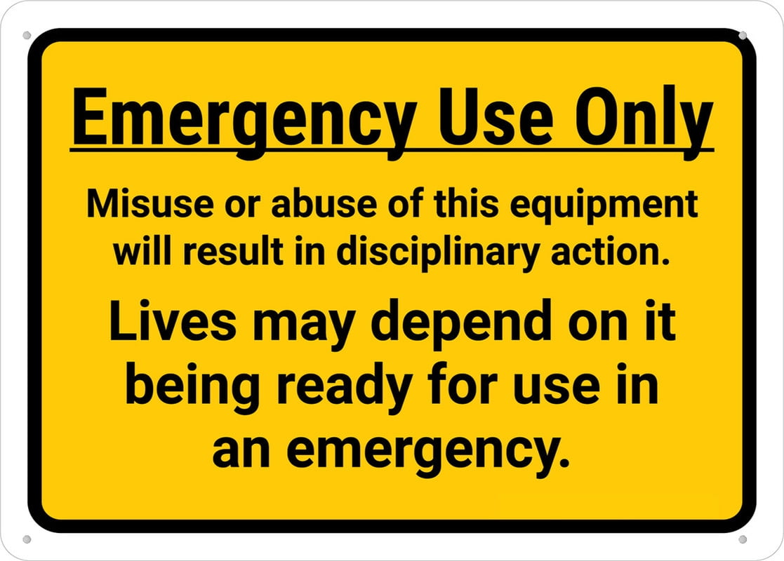 Emergency Use Only Sign Warning Tin Sign Home Kitchen Farm Garden ...