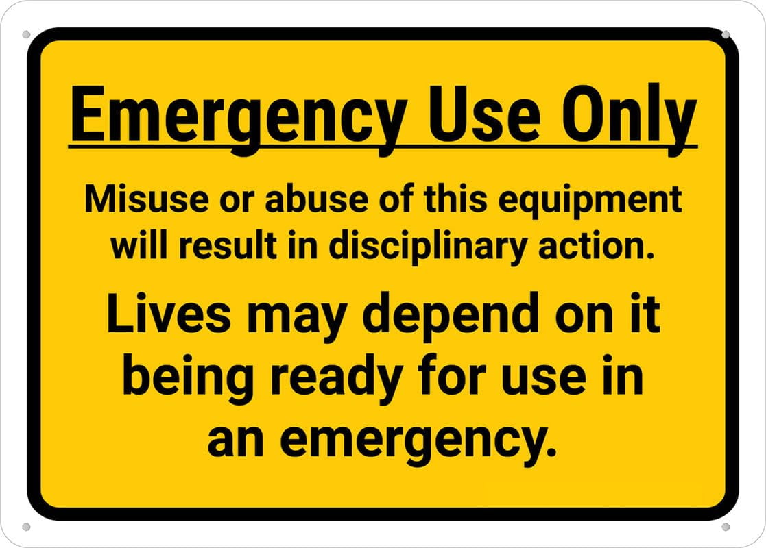 Emergency Use Only Sign Warning Tin Sign Home Kitchen Farm Garden ...