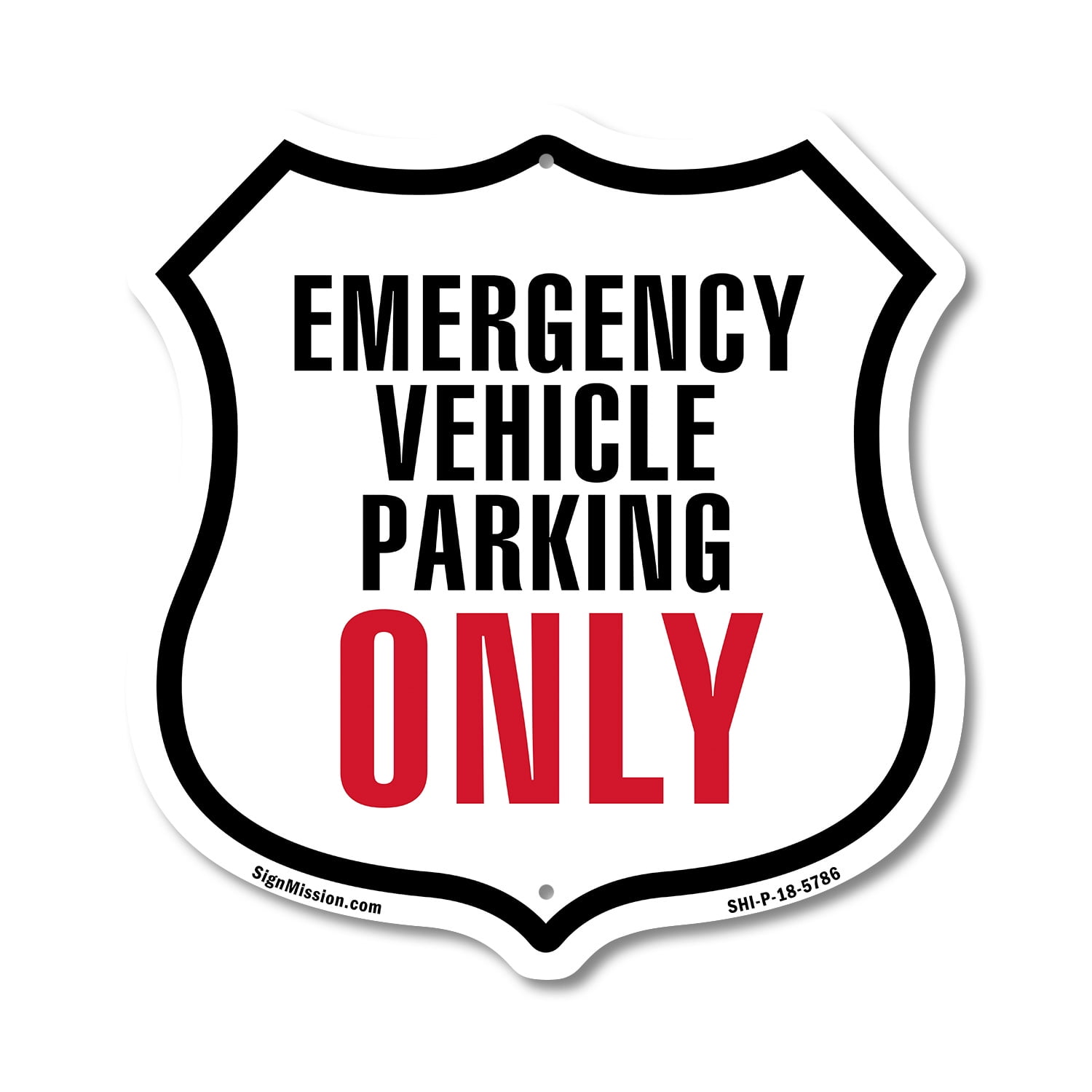 Emergency Vehicle Parking Only (2 Pack) 6 inch X 6 inch Shield Shaped ...
