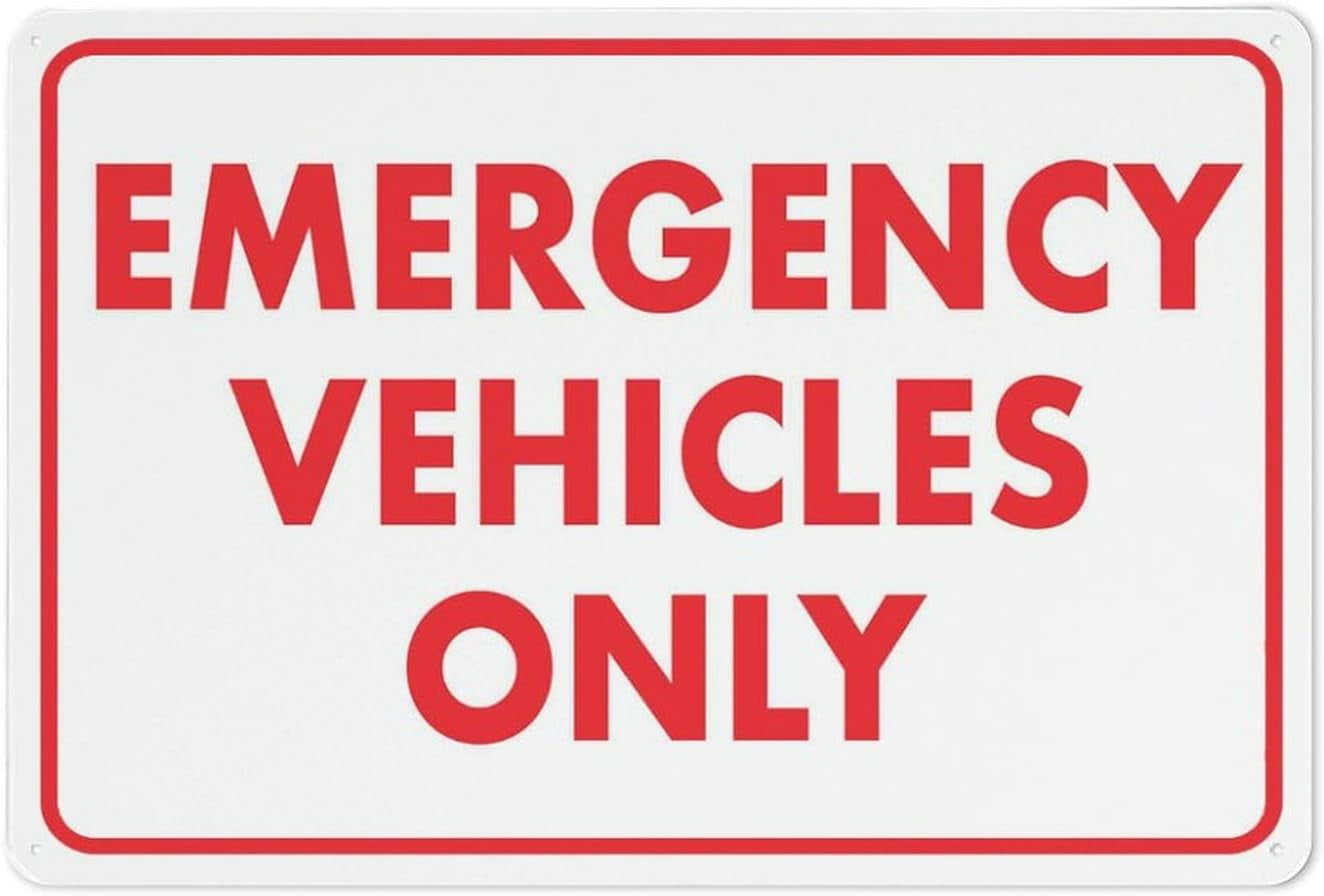 Emergency Vehicles Only Text Sign 12X8 Inches Metal Aluminum Signs ...