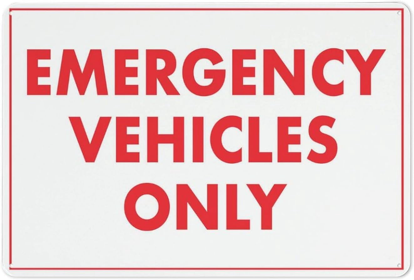 Emergency Vehicles Only Text Sign 12 X 8 Inches Aluminum Sign ...