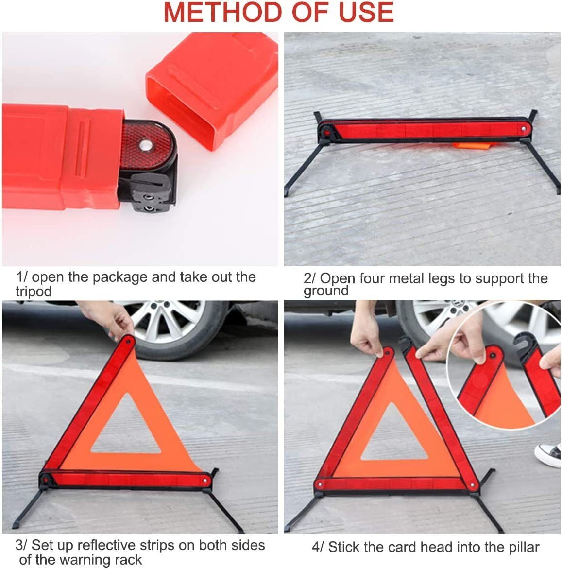 Emergency Warning Triangle Reflective Road Roadside Hazard Triangles ...