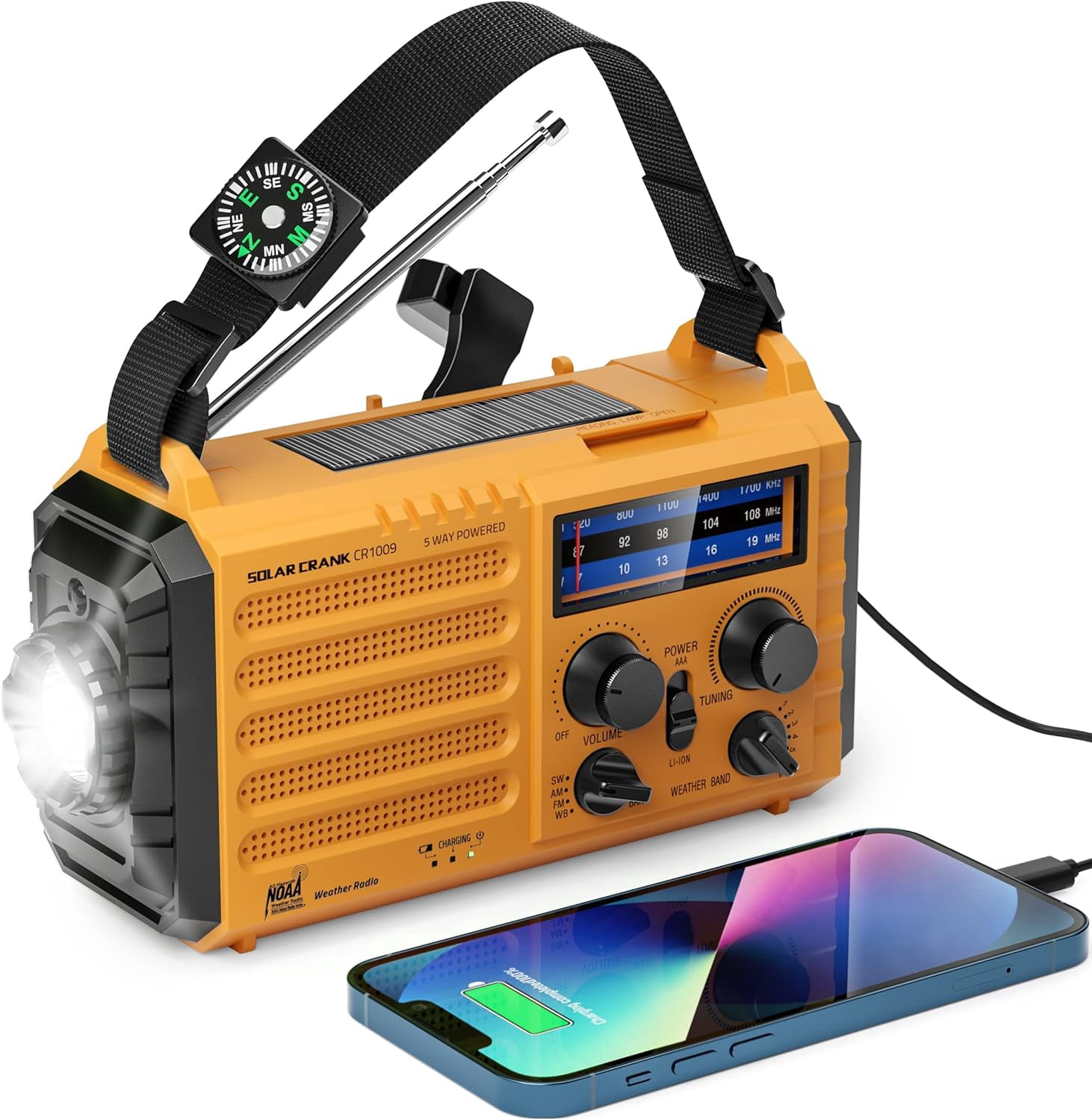 Emergency Weather Radio – 5-Way Powered NOAA Solar Hand Crank, AM/FM/SW ...