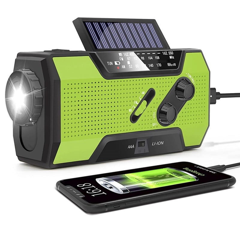Emergency Weather Radio, 5000mAh Solar Hand Crank USB Charging Portable ...