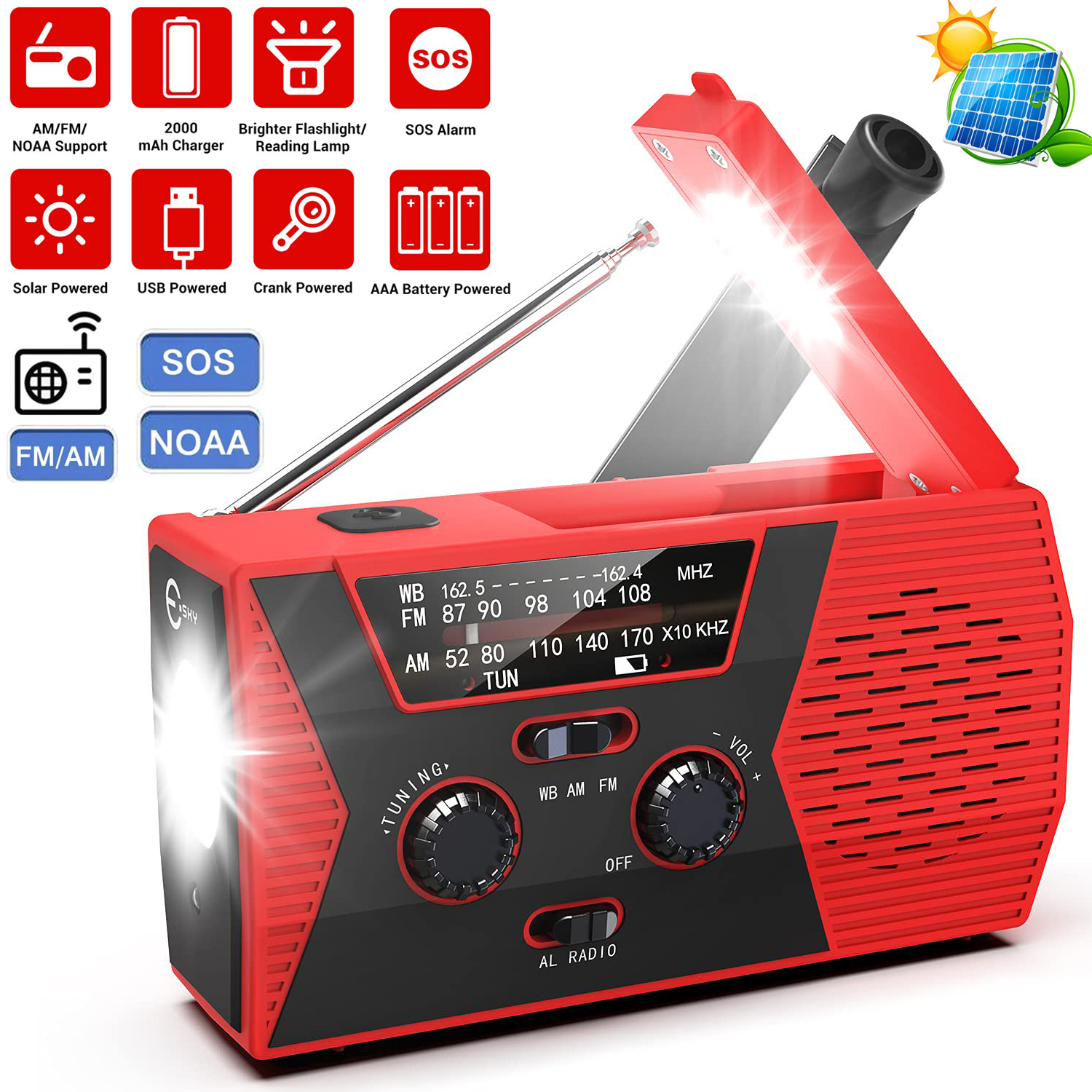 WeatherX Weatherband AM/FM Radio and Flashlight, WR182R - Walmart.com