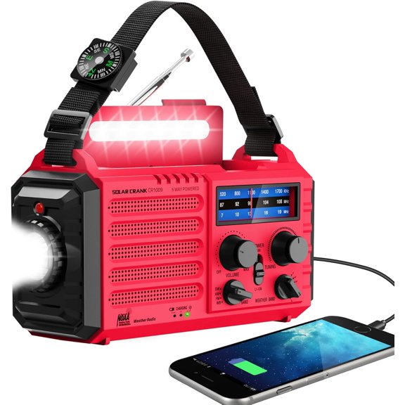 Kaito KA380 Solar Crank AM FM Emergency Weather Radio with Flashlight ...