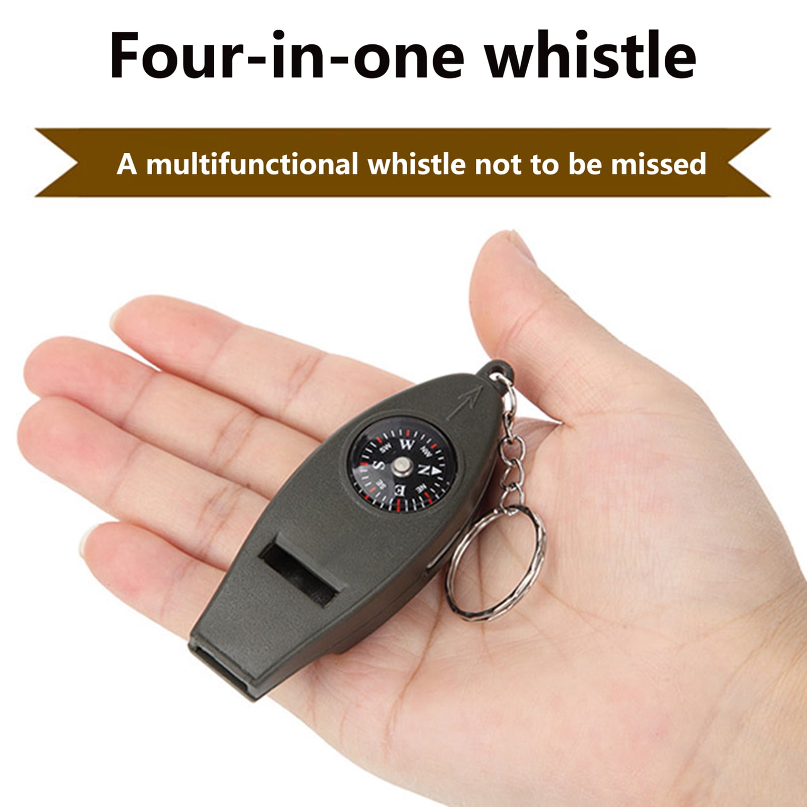 Emergency Whistle Compass Magnifier Thermometer Crisp Sound Keychain ...