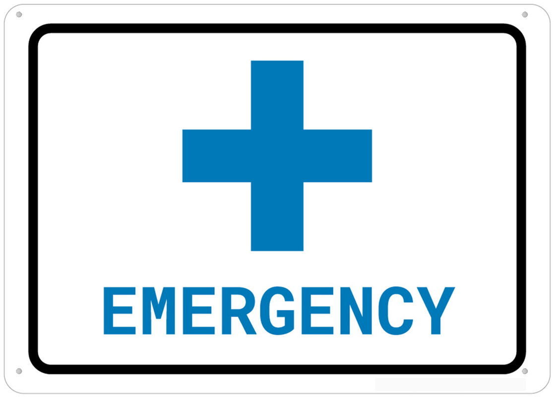 Emergency With First Aid Symbol Sign For House 12" X 8" Yard Sign ...