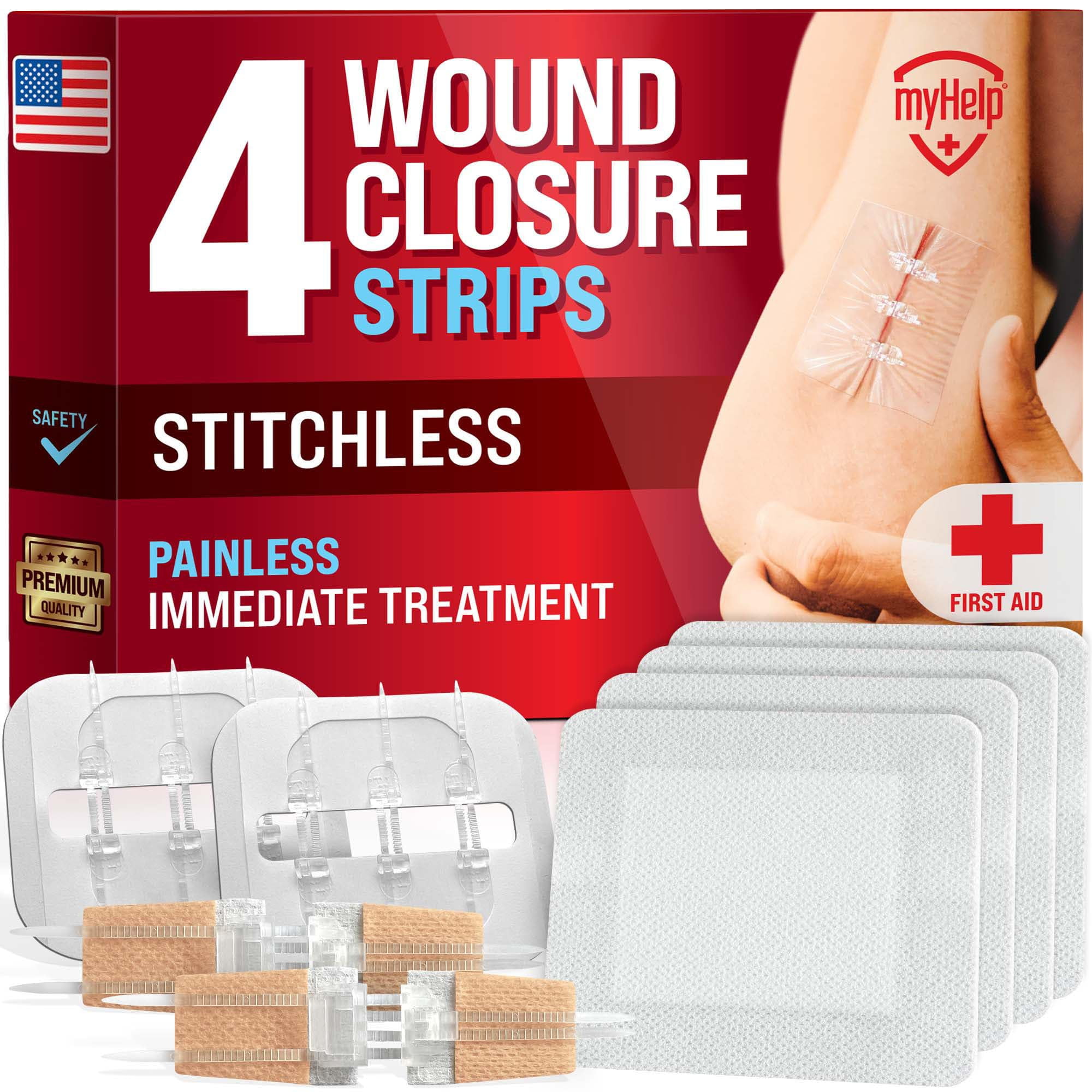 Emergency Wound Closure Strips - 4pk - 2 Types Laceration Closure Kit ...