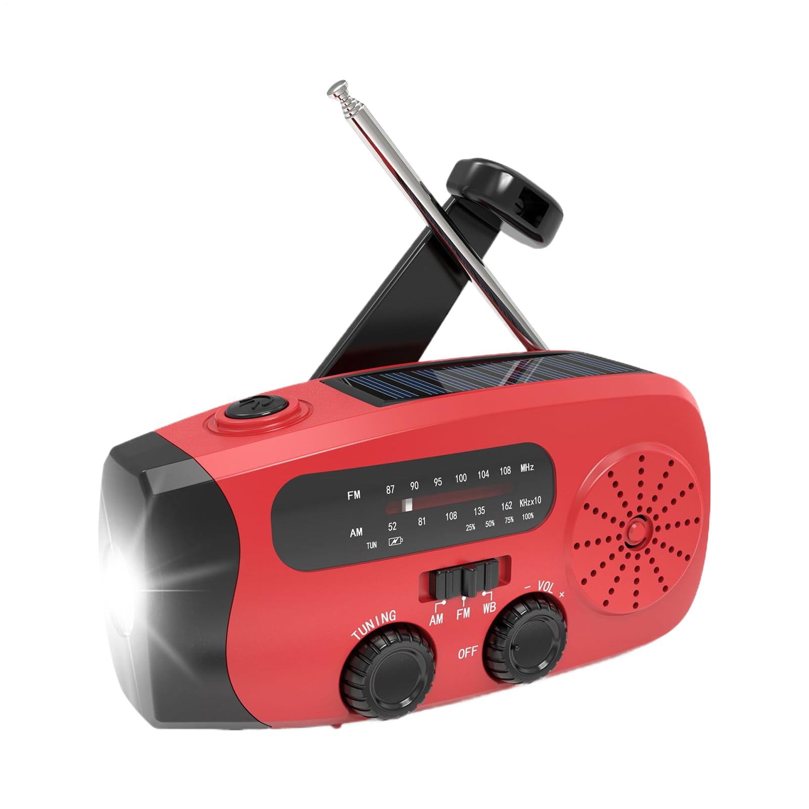 Emergencyy Hand Crank Radio with LED Flashlight, Hand Crank Solar Radio ...