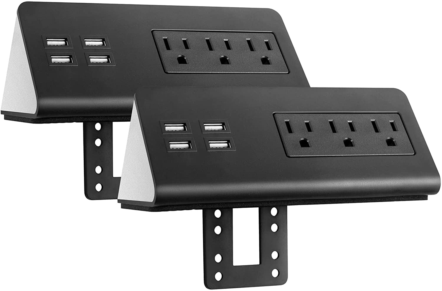 Emerising 2-Pack Desk Edge Mount Power Strips with 4 USB Ports & 3 AC ...