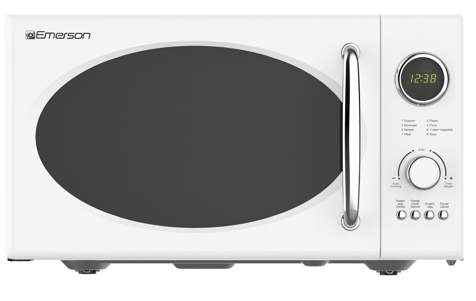 Emerson Radio 0.9 Cu Ft 800W Retro White Countertop Microwave Oven with ...
