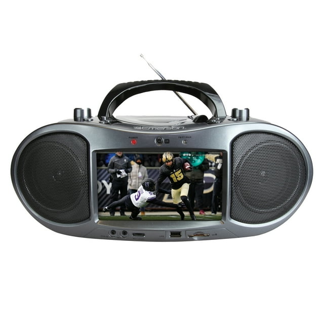 Free Shipping! Emerson Bluetooth 720p DVD/CD/Radio Boom Box with 7-In ...