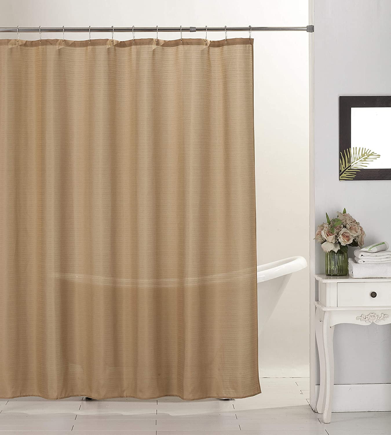 Emerson Fabric Plain Canvas Shower Curtain, Modern Solid Color, Durable ...