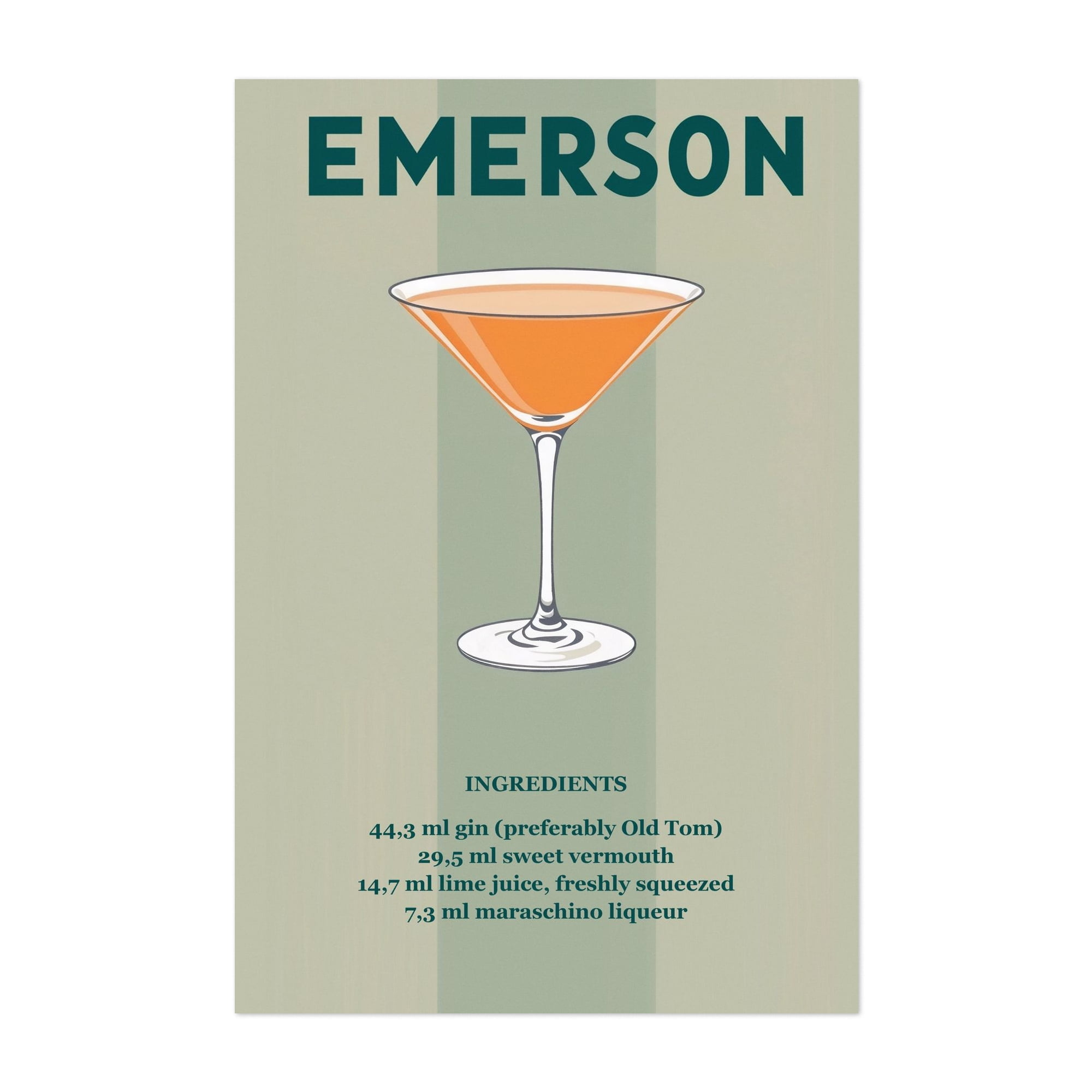 Emerson - Illustration Cocktail Bar Vintage Typography Unframed Wall ...