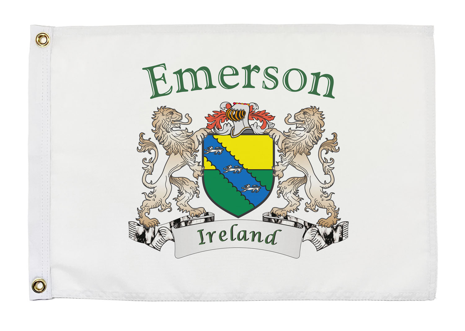 Emerson Irish Coat of Arms Small White Flag - 16"x10.5" inches ...