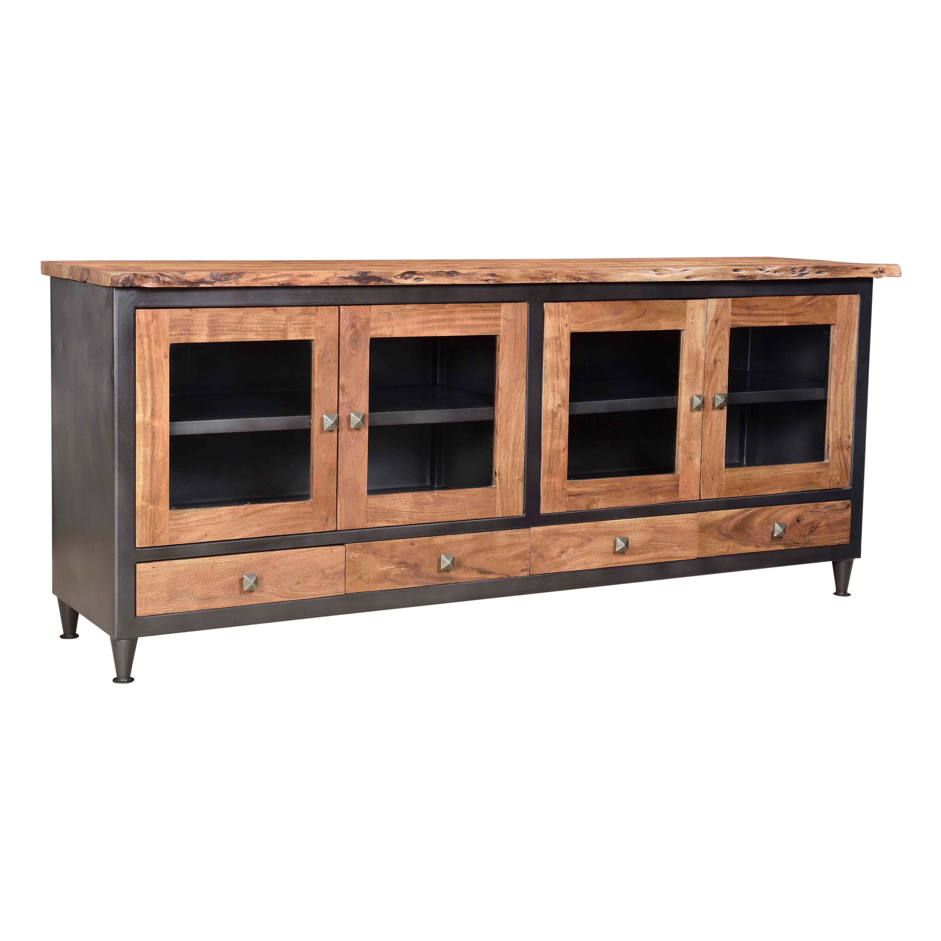 Emerson Live Edge Wood 4-Drawer 4-Door TV Stand - Walmart.com