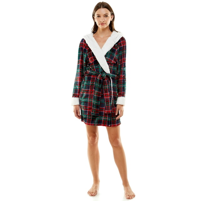 Emerson Road Woman's Plaid Sherpa Lined Robe - Walmart.com