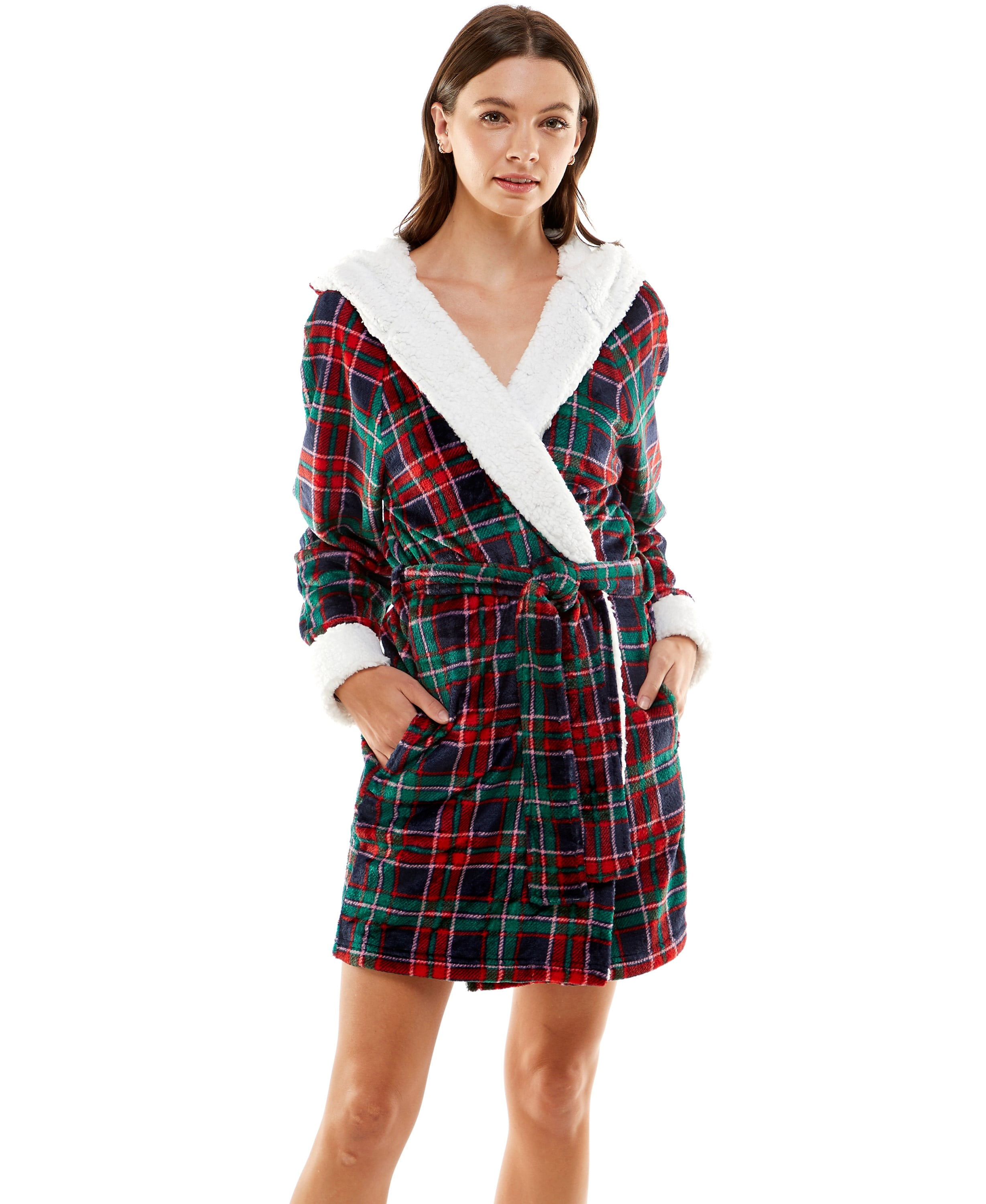 Emerson Road Woman's Plaid Sherpa Lined Robe - Walmart.com