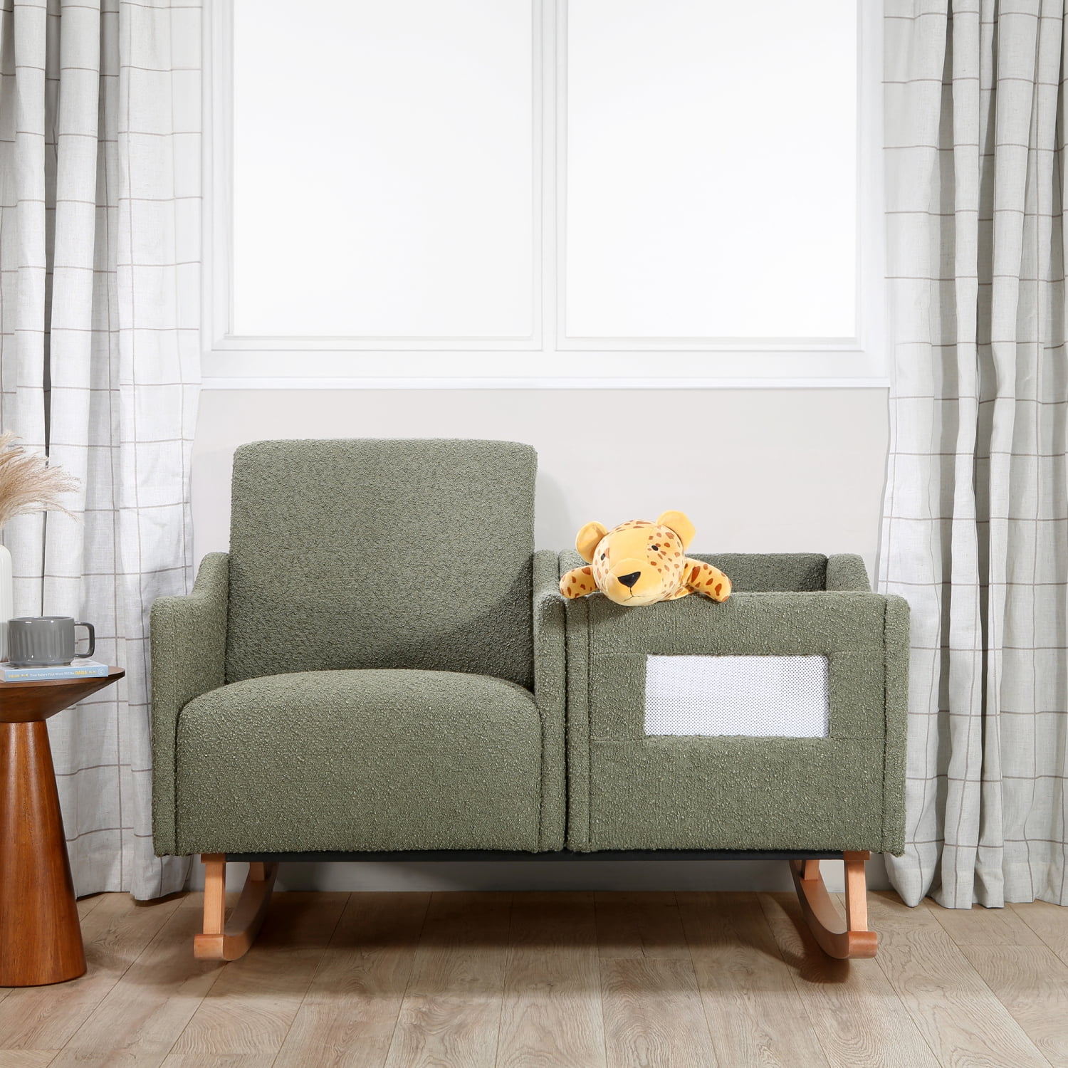 Emerson Sage Boucle Nursery Rocker Comfortable Baby Room Chair ...