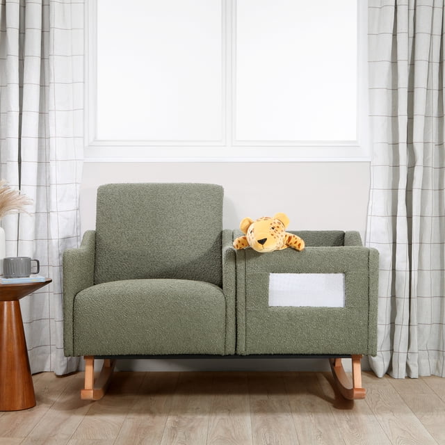 Emerson Sage Boucle Nursery Rocker Comfortable Baby Room Chair ...