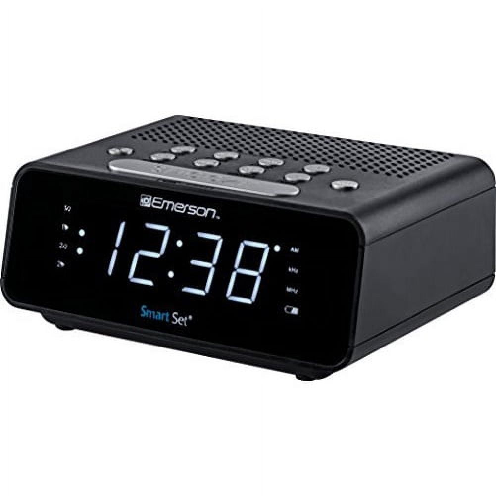 Emerson Smart Set Alarm Clock Radio with AM/FM and White LED Display ...