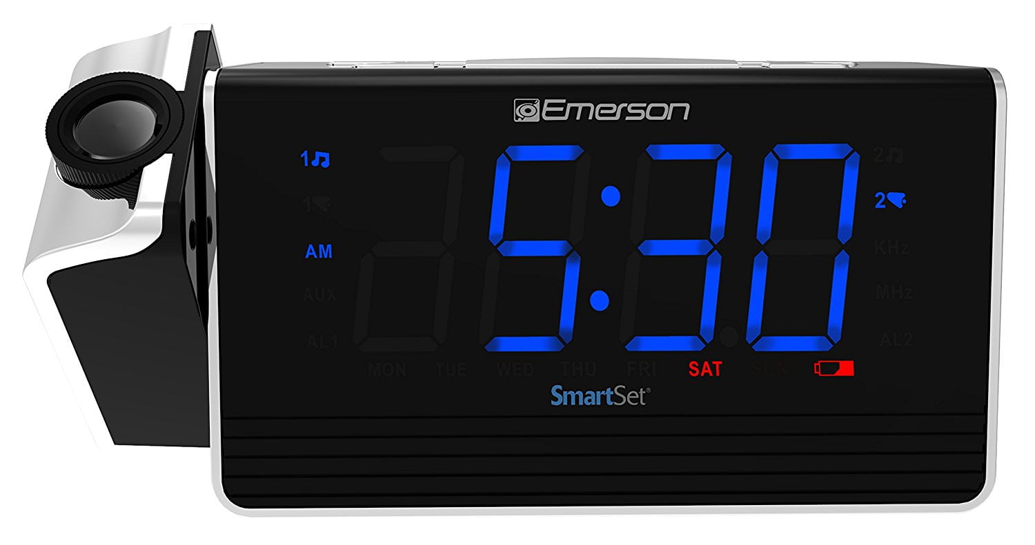 Emerson SmartSet Projection Alarm Clock Radio with USB Charging for ...
