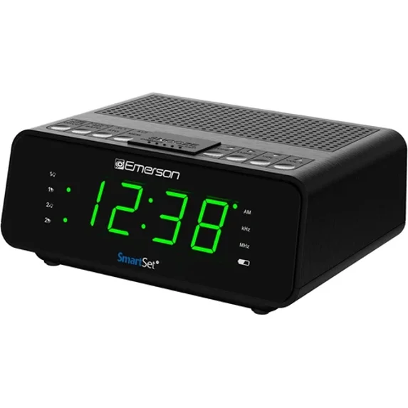 Emerson Smartset Dual Alarm Clock Radio with AM/FM Radio, Dimmer, Sleep ...