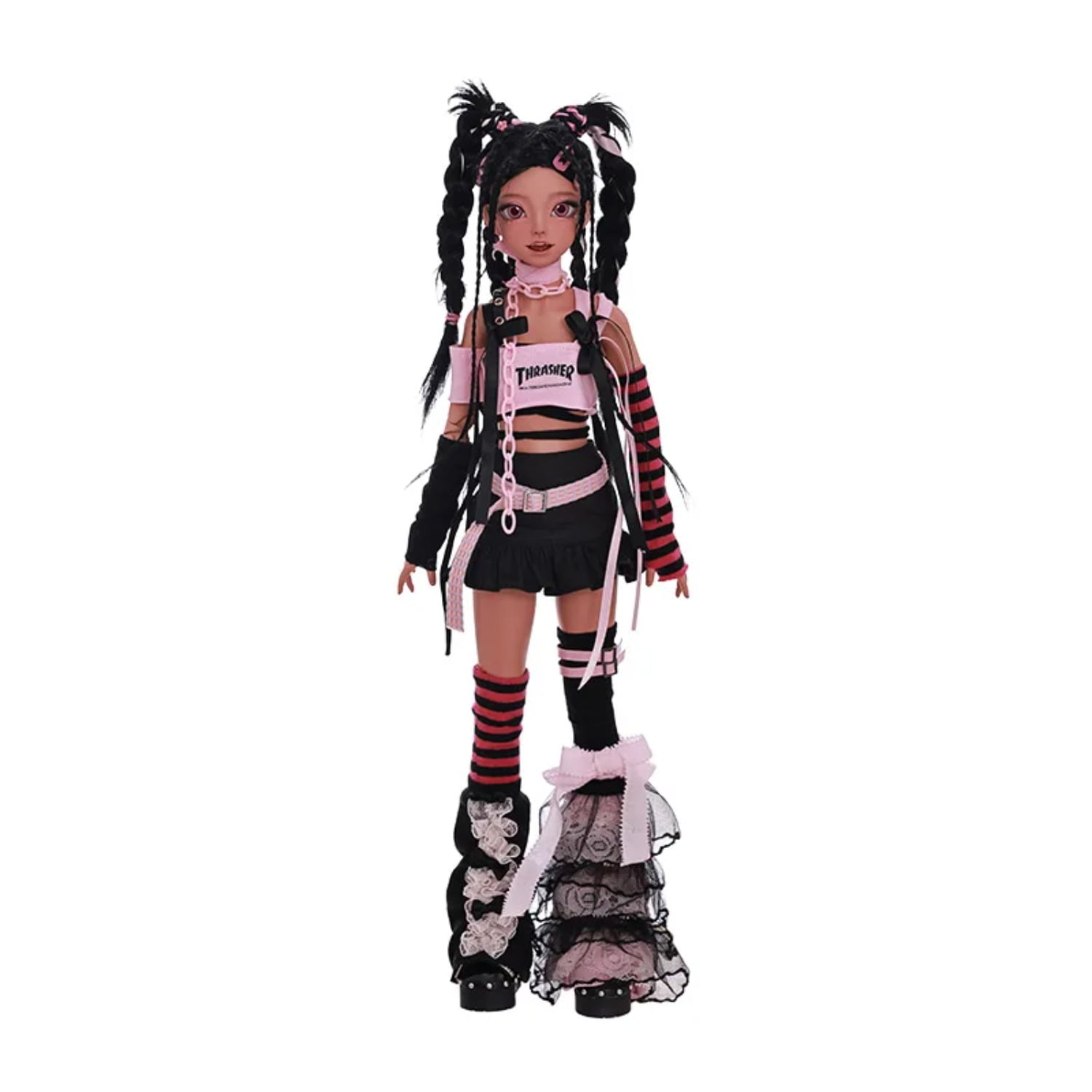 Emery Bjd Doll 1/4 Lolita Pink Rock Rivet Style Y2K Dreadlocks Ball ...