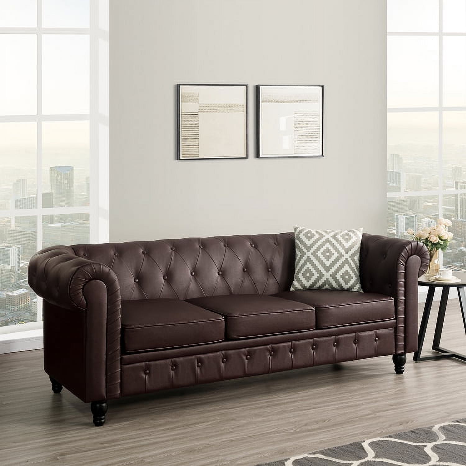 Emery Chesterfield Tufted Quality Sofa, Luxurious Comfort Air Leather ...