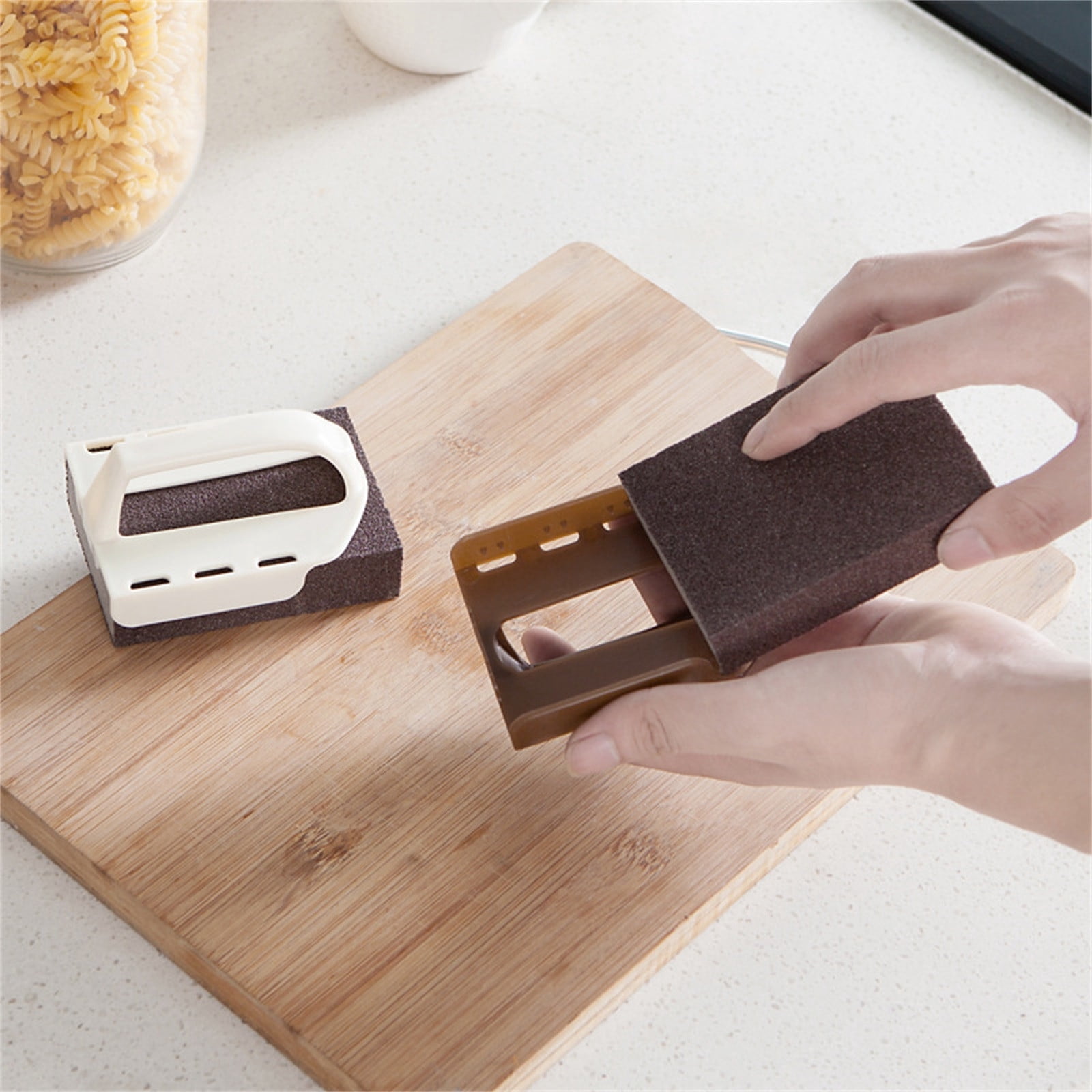 Emery Cleaning Sponge Handle with 5 Sponges for Kitchen Pot Wiping and ...