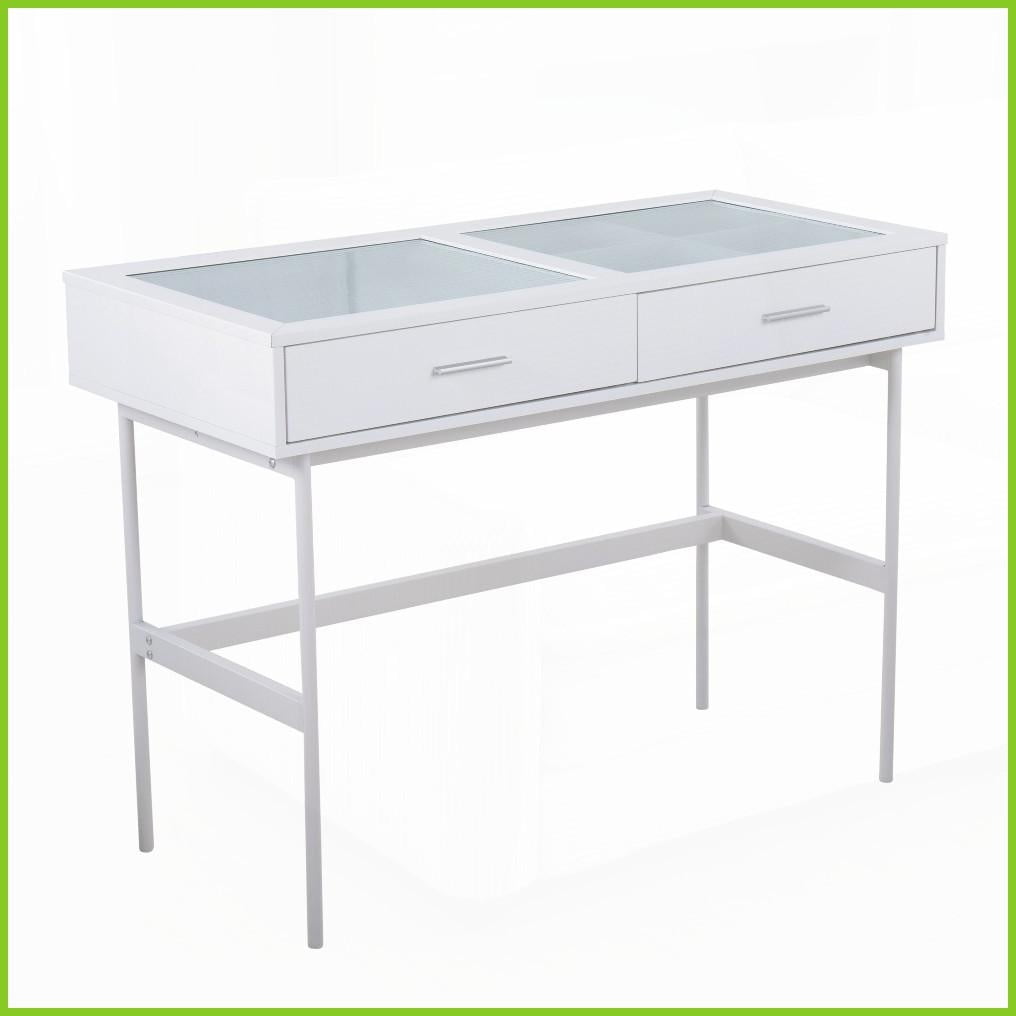 LumiSource Emery Coffee Table - White Tempered Glass Top, Steel & Wood ...