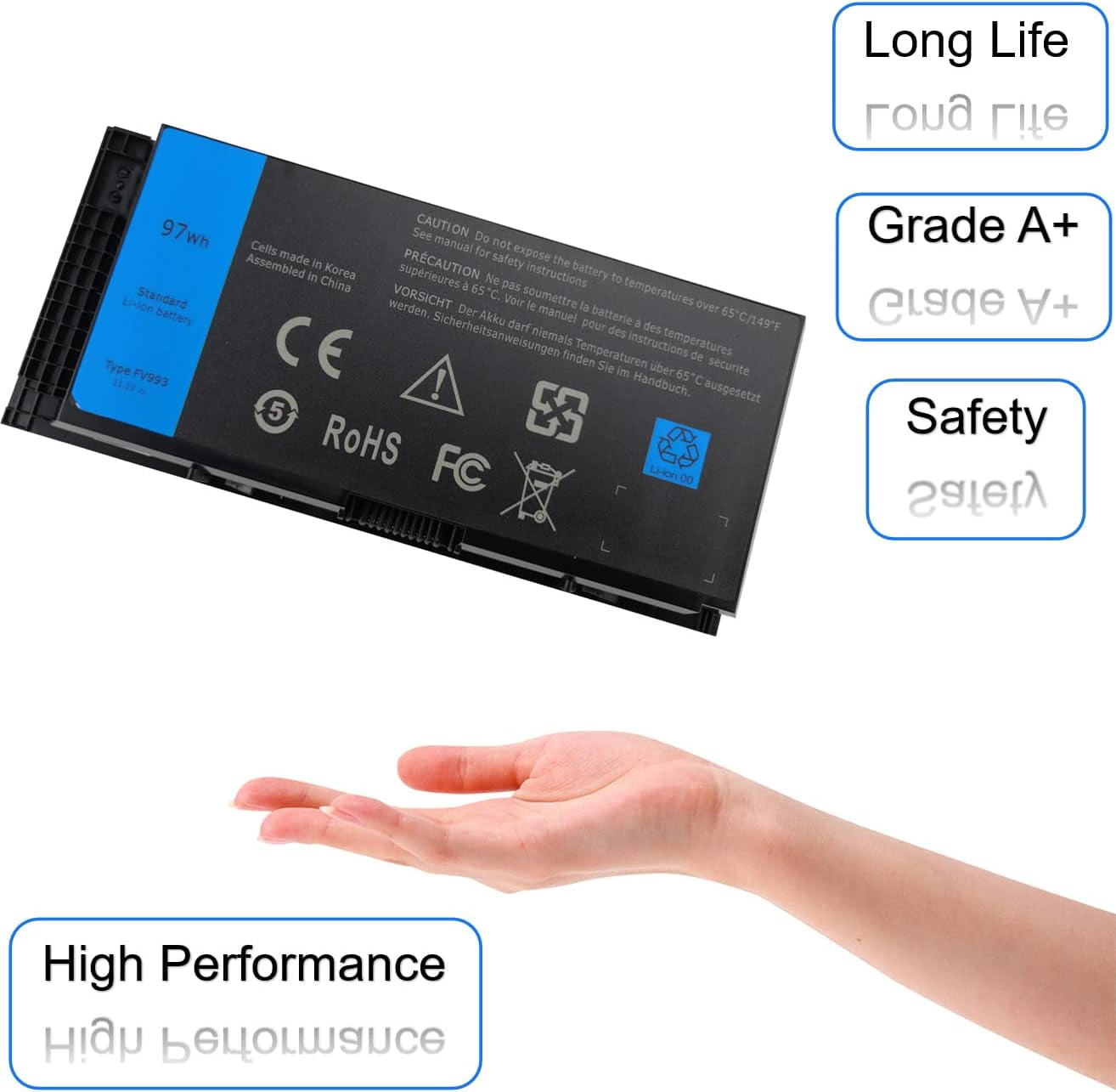 Emery TECH M4600 M4700 M4800 M6600 M6700 M6800 Laptop Battery for Dell Precision M4600 M4700 ...