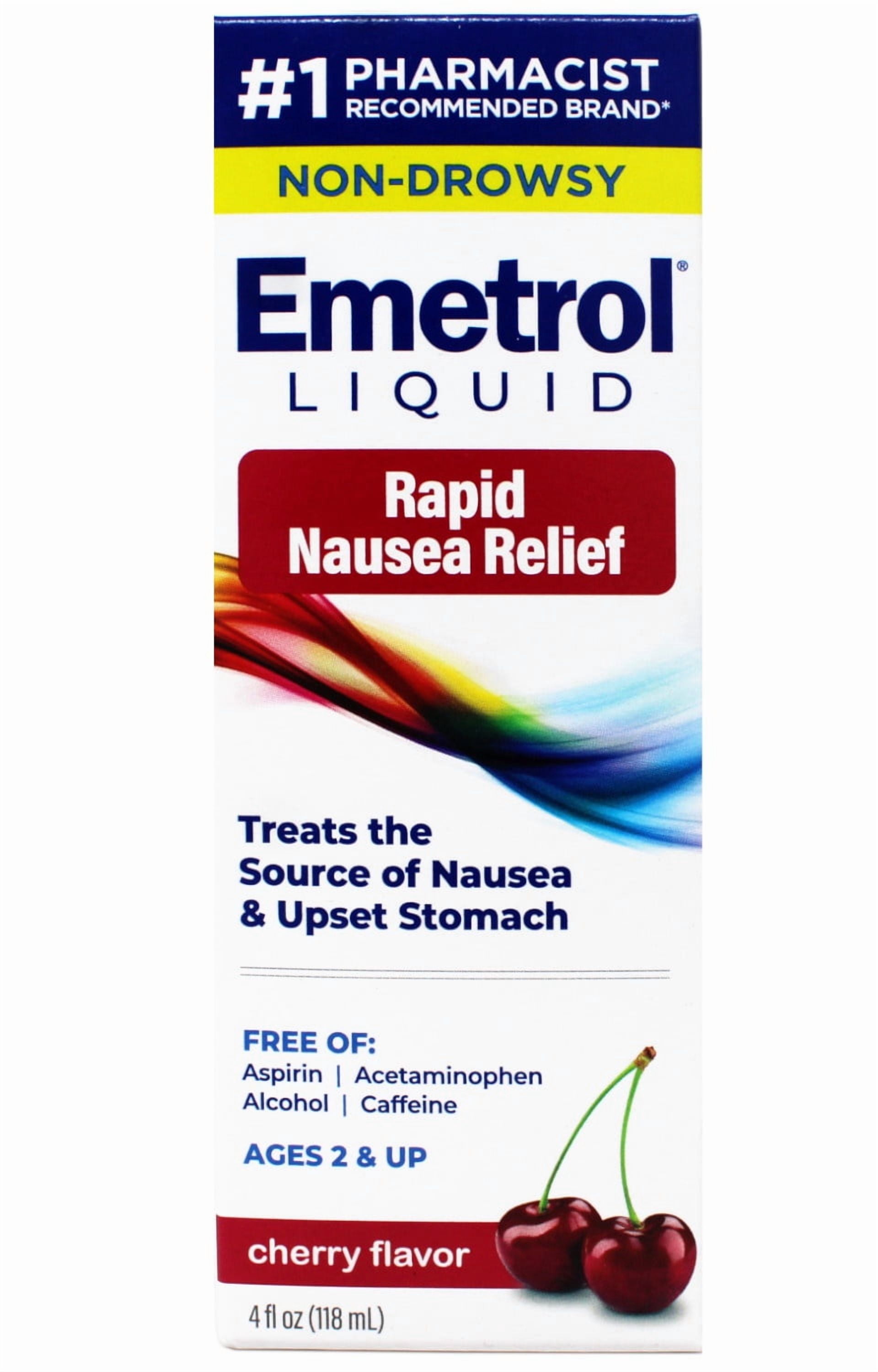 Emetrol Nausea and Upset Stomach Relief Liquid Medication, Cherry ...