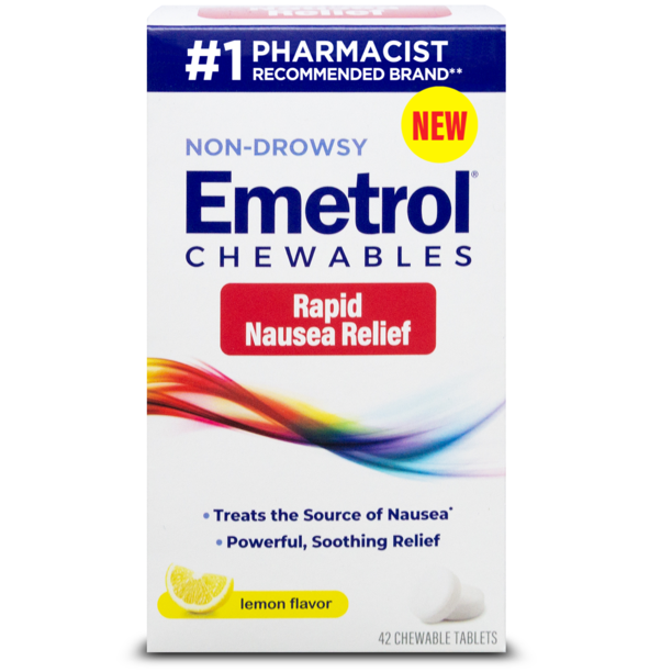 Emetrol Chewables for Rapid Nausea Relief Non-Drowsy, Lemon Flavor, 42 ...