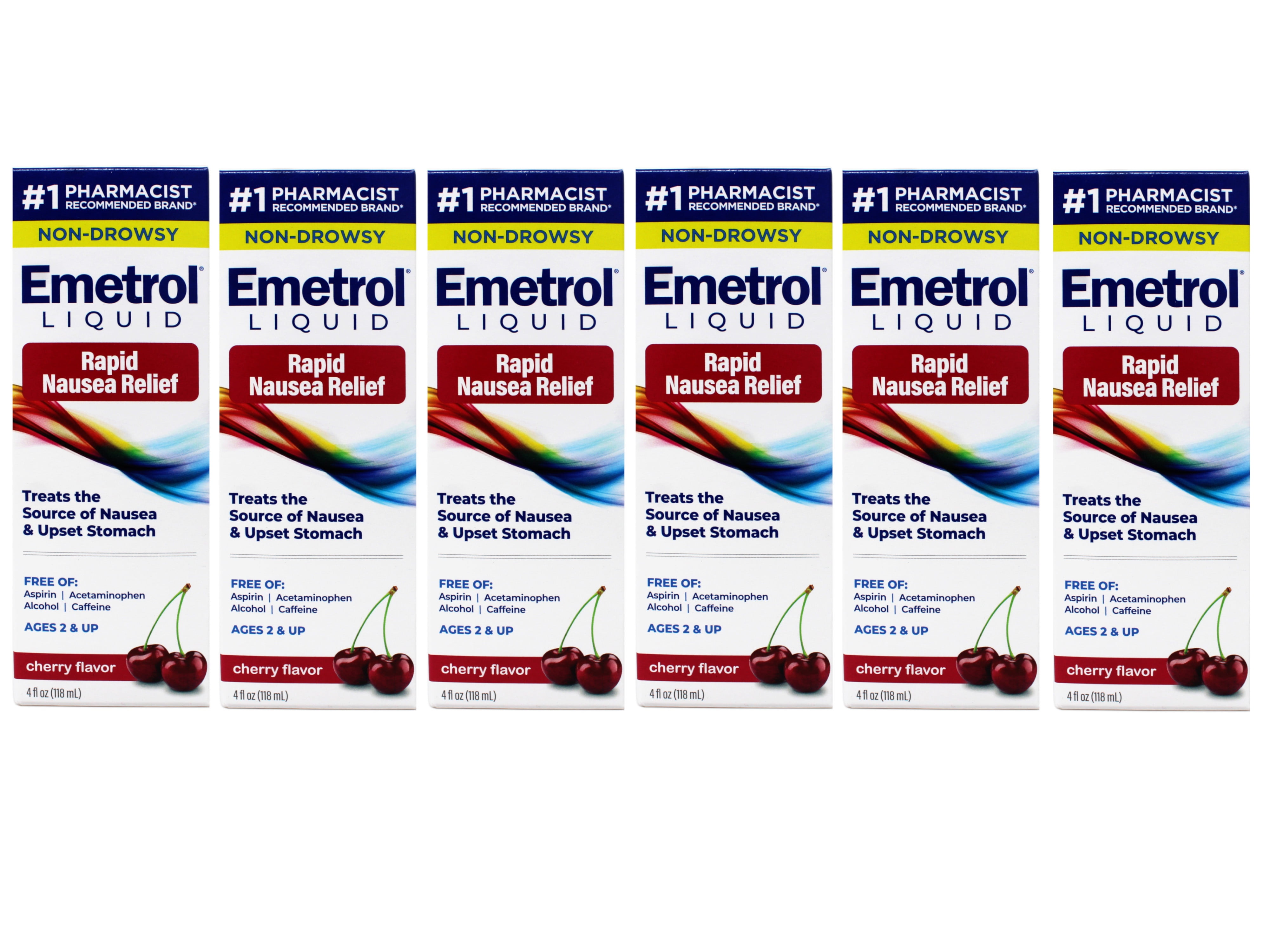 Emetrol Nausea Relief Liquid, Cherry Flavor, 4 oz, Pack of 6 - Walmart.com