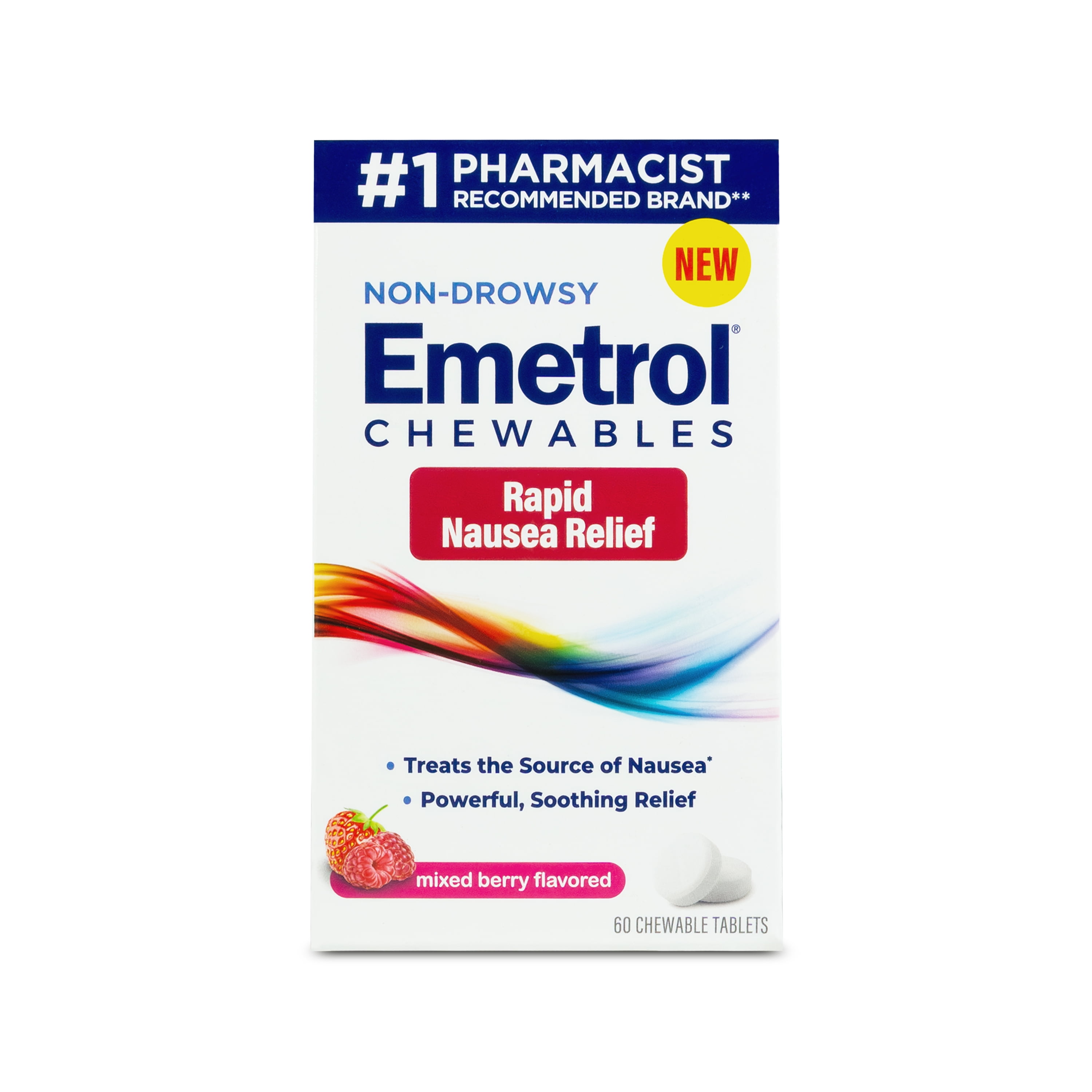 Emetrol Non-Drowsy Nausea Relief - Chewable Nausea Medicine for Upset ...