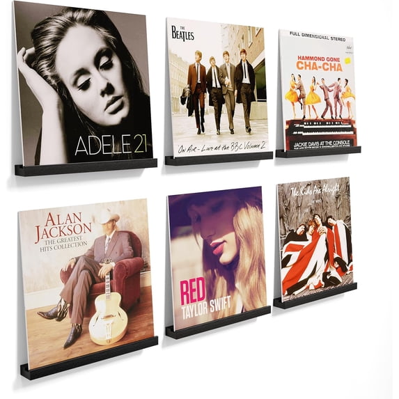 Emfogo Vinyl Record Shelf Wall Mount, 6 Pack Album Record Holder Wall ...