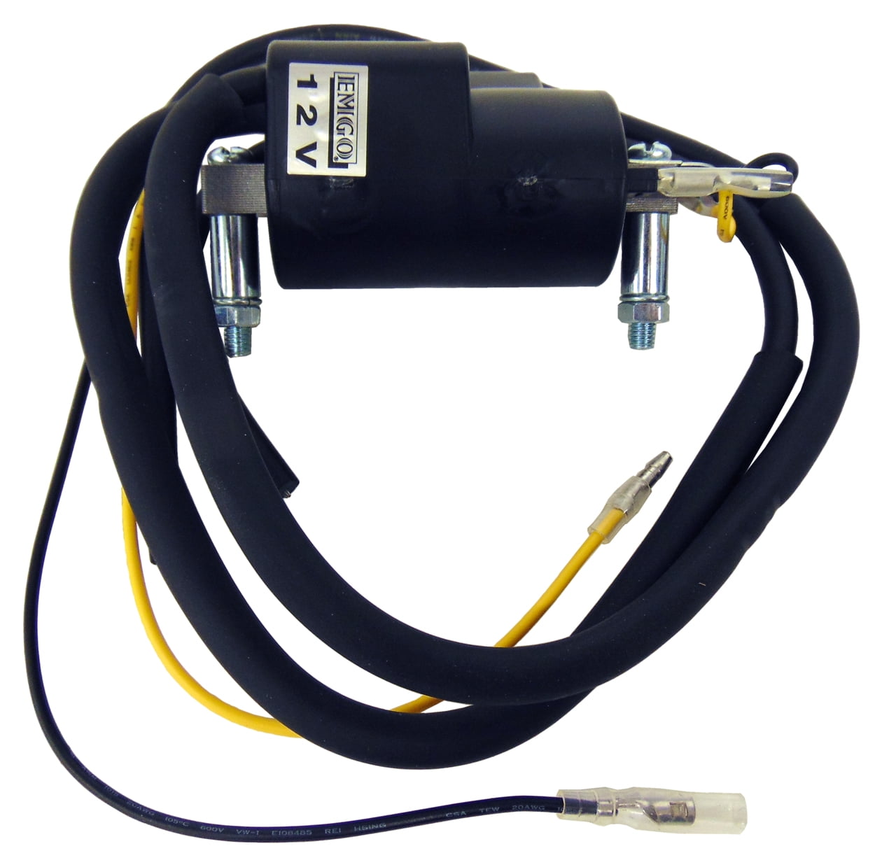 Emgo 12 Volt Ignition Coil with Dual Plug Wires 90mm - Walmart.com