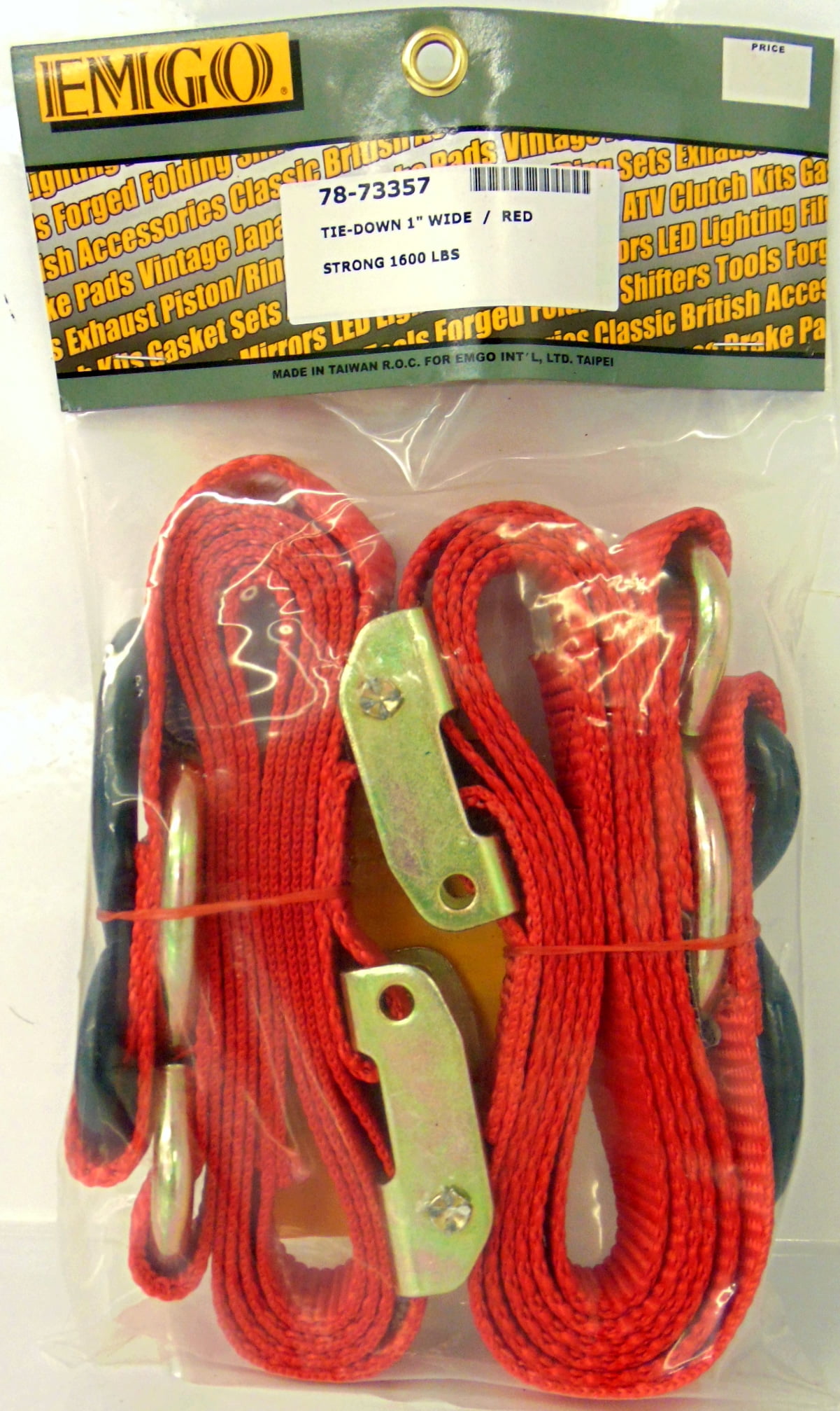 Emgo Motorcycle ATV Quick Pull Tie Down Straps 1"x66" 1x66 Pair RED 78 ...