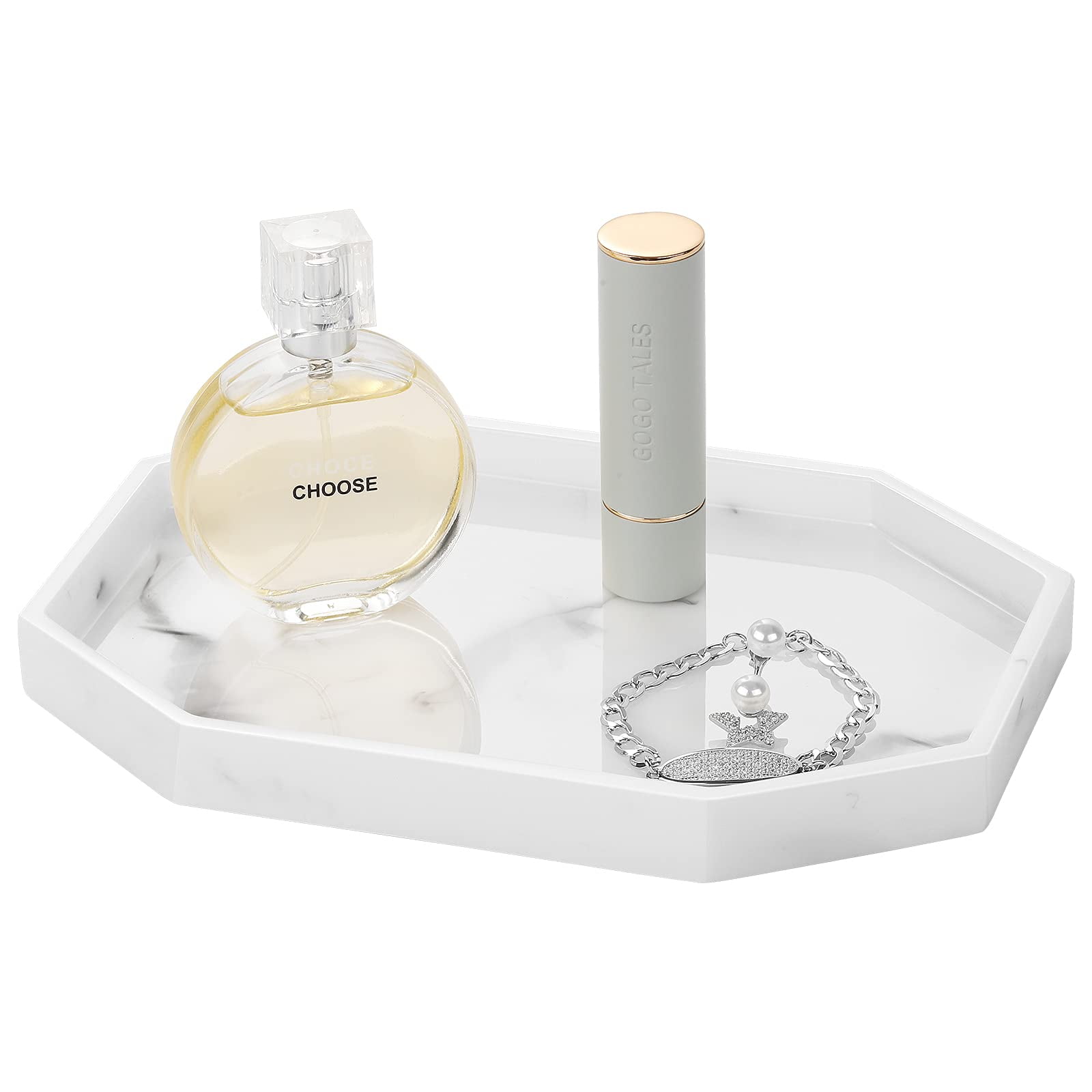 Emibele 8" Small Octagon Bathroom Vanity Tray, Resin Decorative Perfume ...