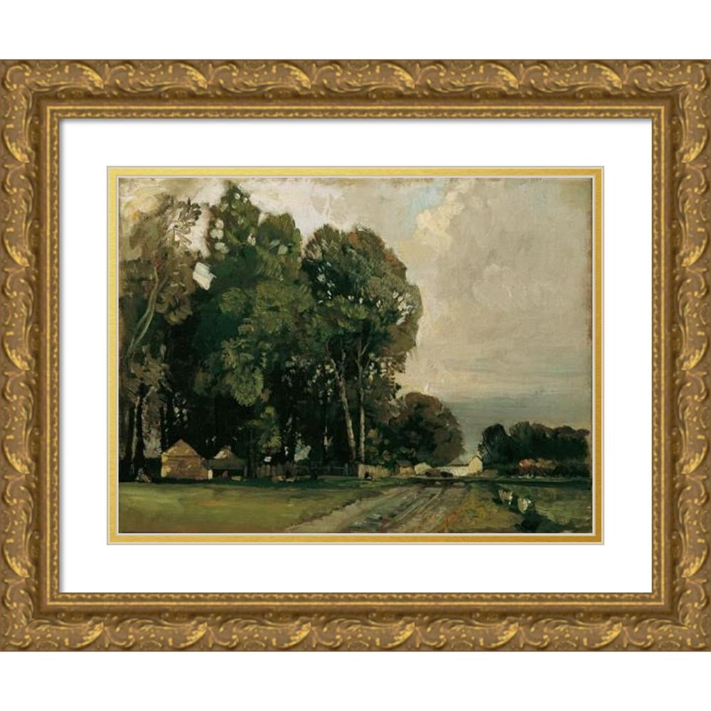 Emil Jakob Schindler 18x14 Gold Ornate Wood Frame and Double Matted ...