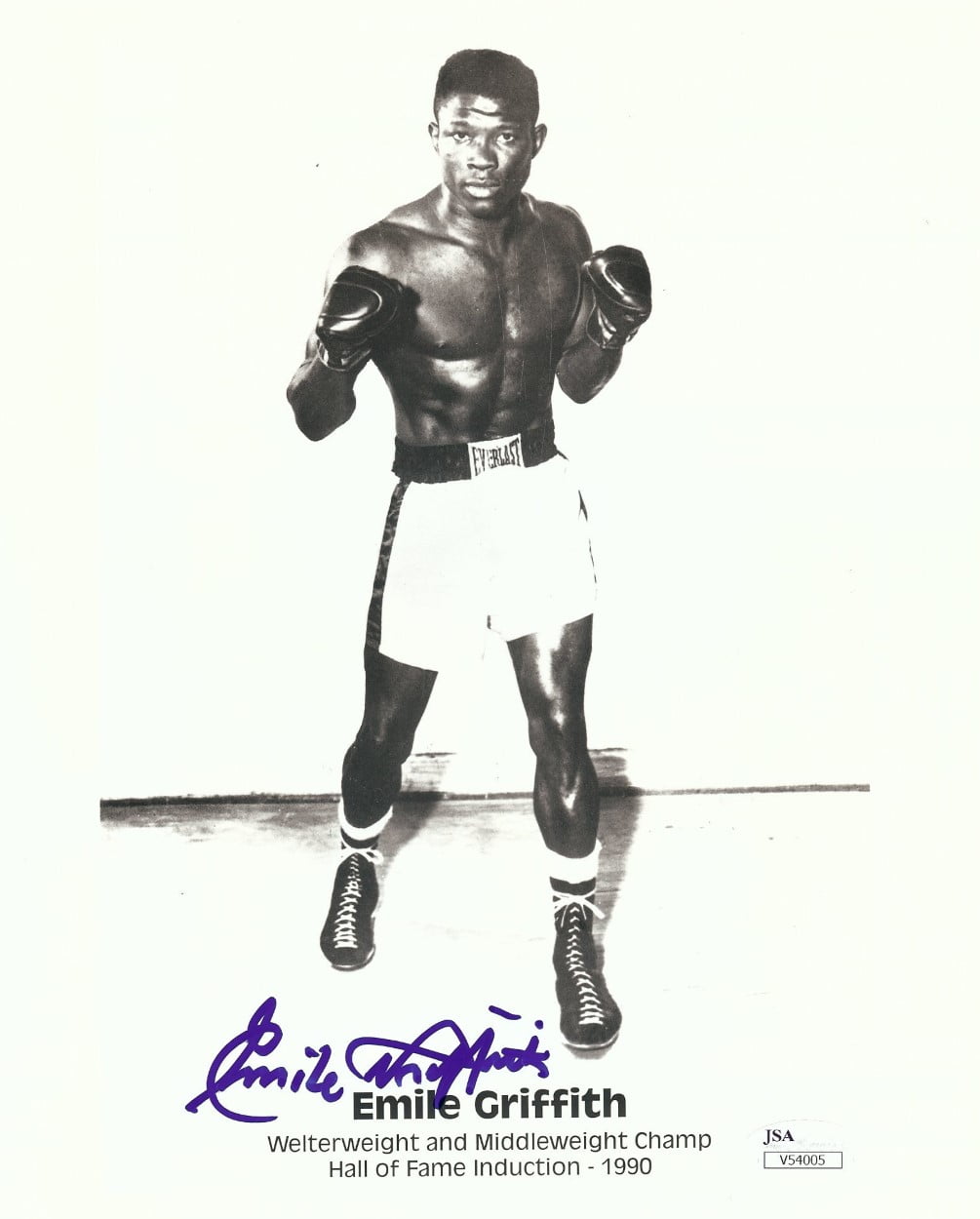 Emile Griffith Autographed 8X10 Photo Vintage Boxing Pose Photo JSA ...