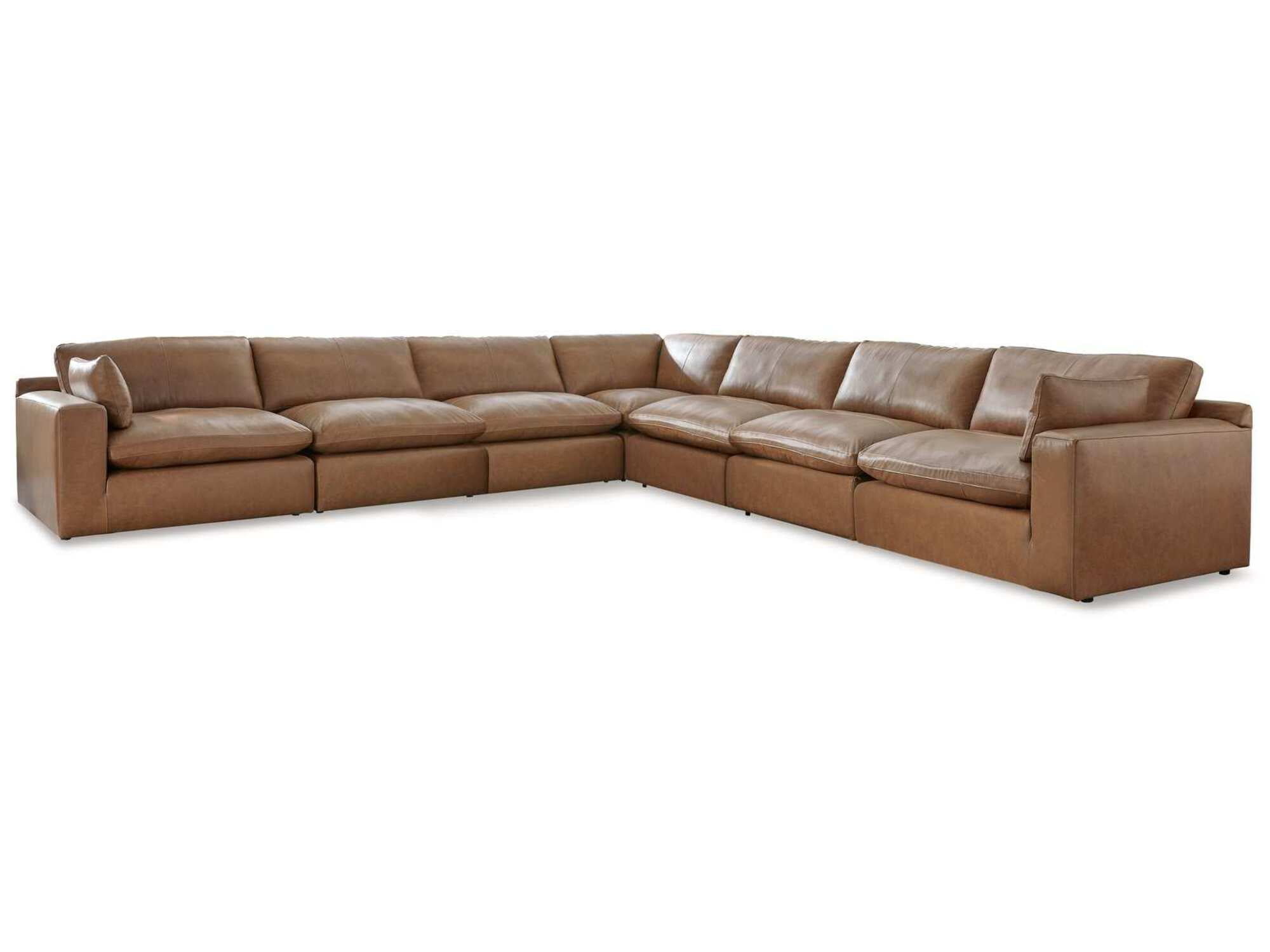 Emilia Caramel Leather 7pc Modular Sectional - Walmart.com