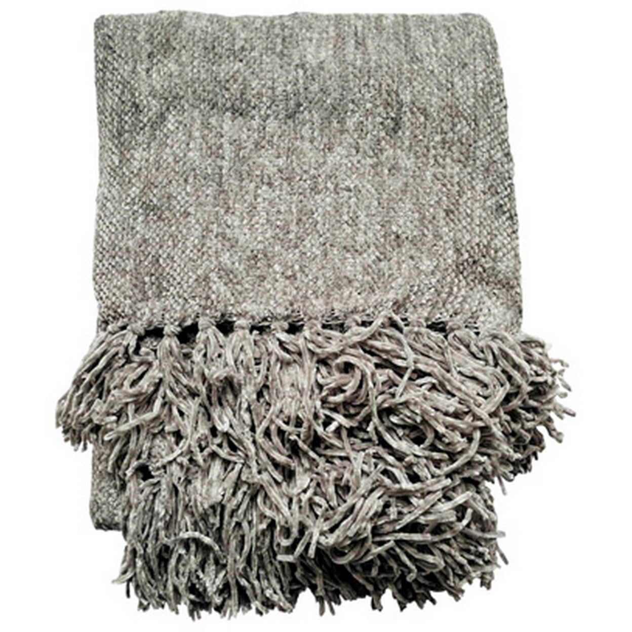 Emily 60 Inch Soft Polyester Throw Blanket Knotted Fringe Set of 3 Gray ...
