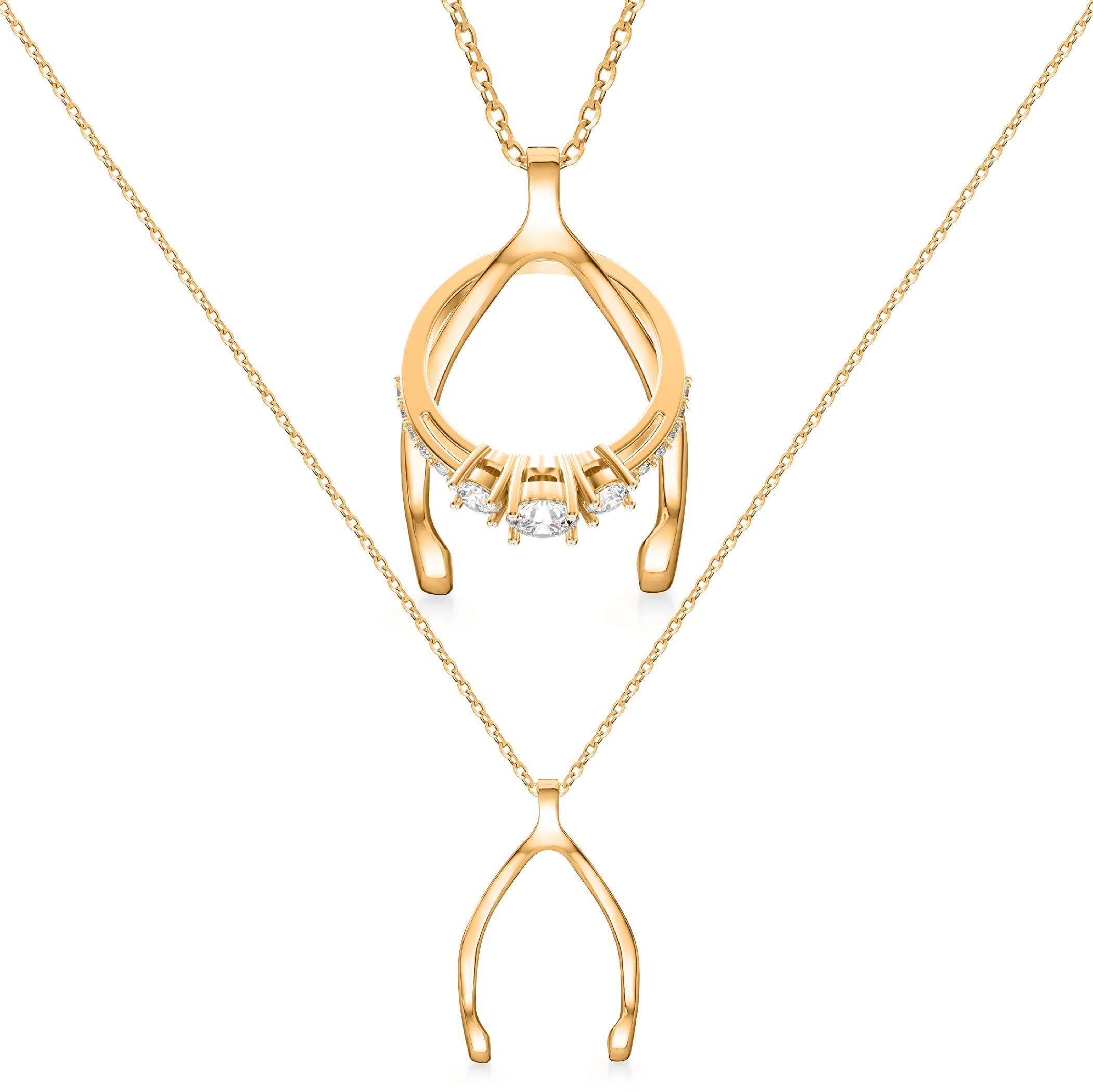 Emily C Original Patented s925 Gold Ring Holder Necklace,Sterling ...