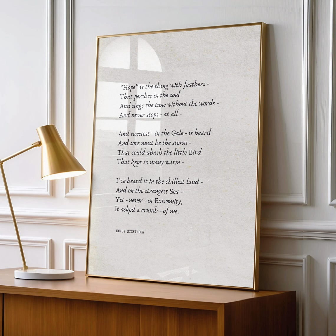 Emily Dickinson Hope Is The Thing With Feathers Poem Literary Wall Art ...