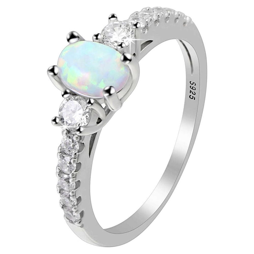 Emily Fire Opal Sterling Silver Cz Engagement Ring Womens Ginger Lyne ...